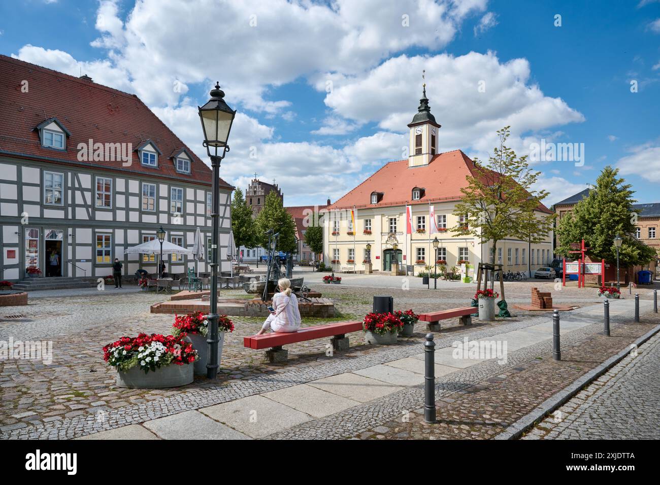 Market Square and Historic Town Hall of Angermuende, Uckermark ...