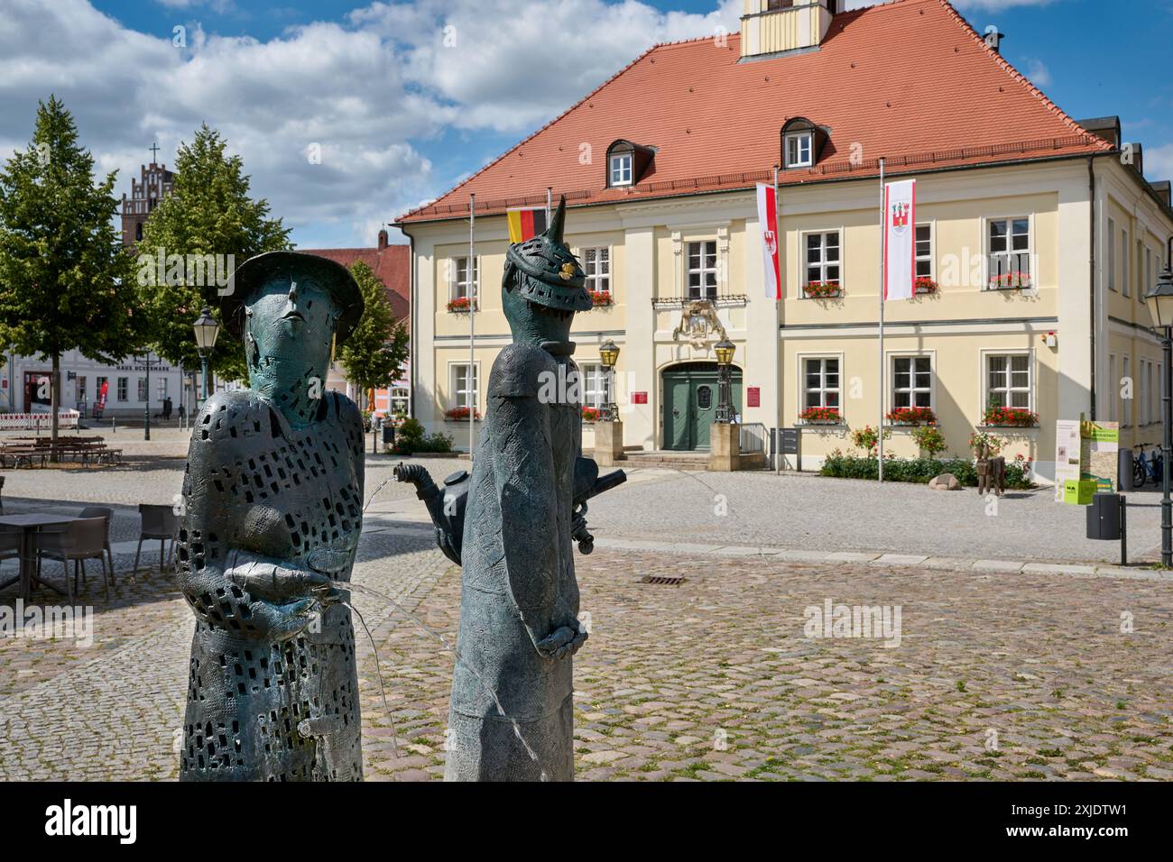 Market Square and Historic Town Hall of Angermuende, Uckermark ...