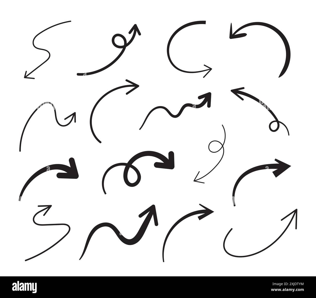Hand drawn arrow symbol icons. Set of arrow doodle style Stock Vector ...