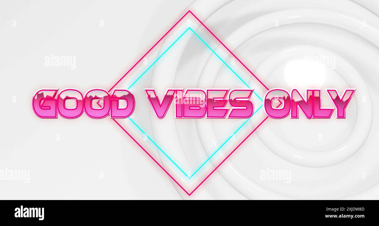 Image of good vibes only text over circles on white background ...