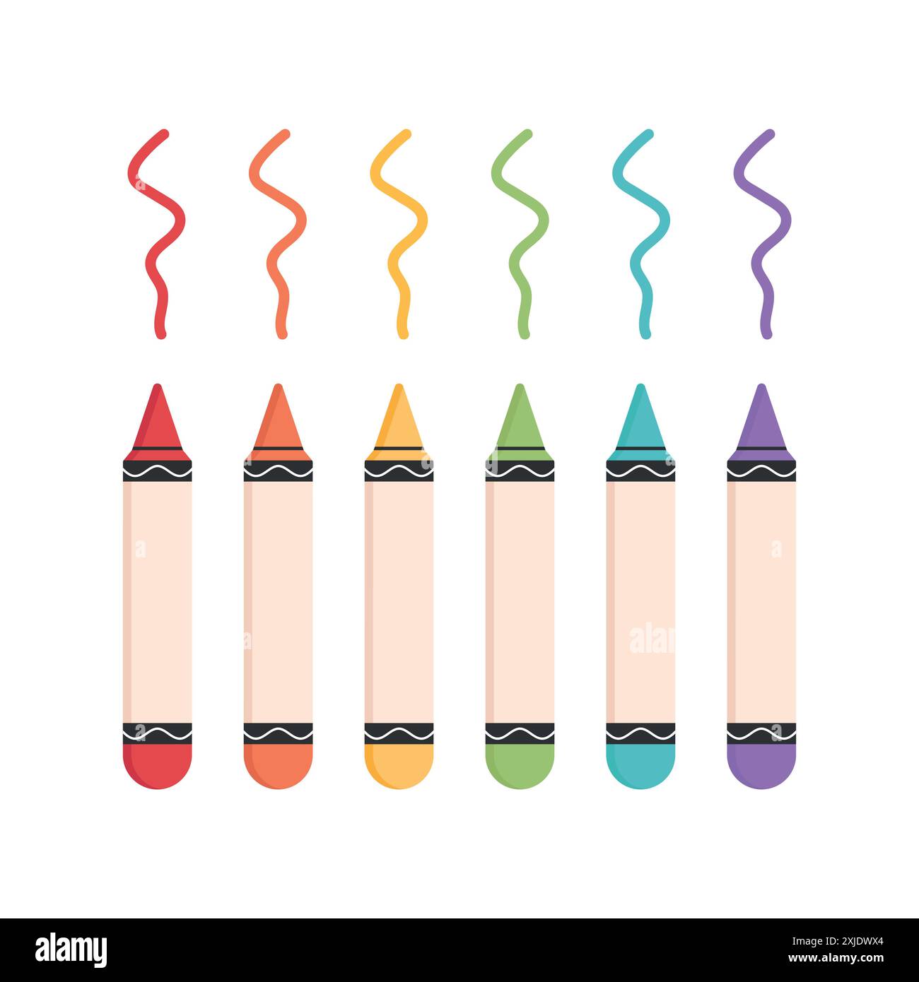 Set of wax crayons in bright colors isolated on white background ...