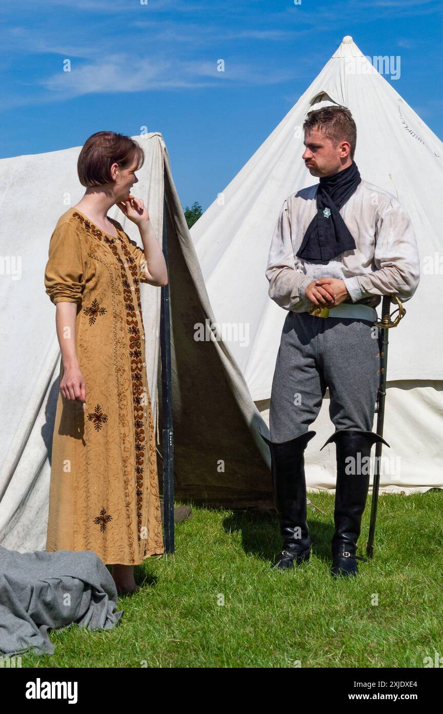 Napoleonic re enactors in their camp at the Festival Of History 2004 ...
