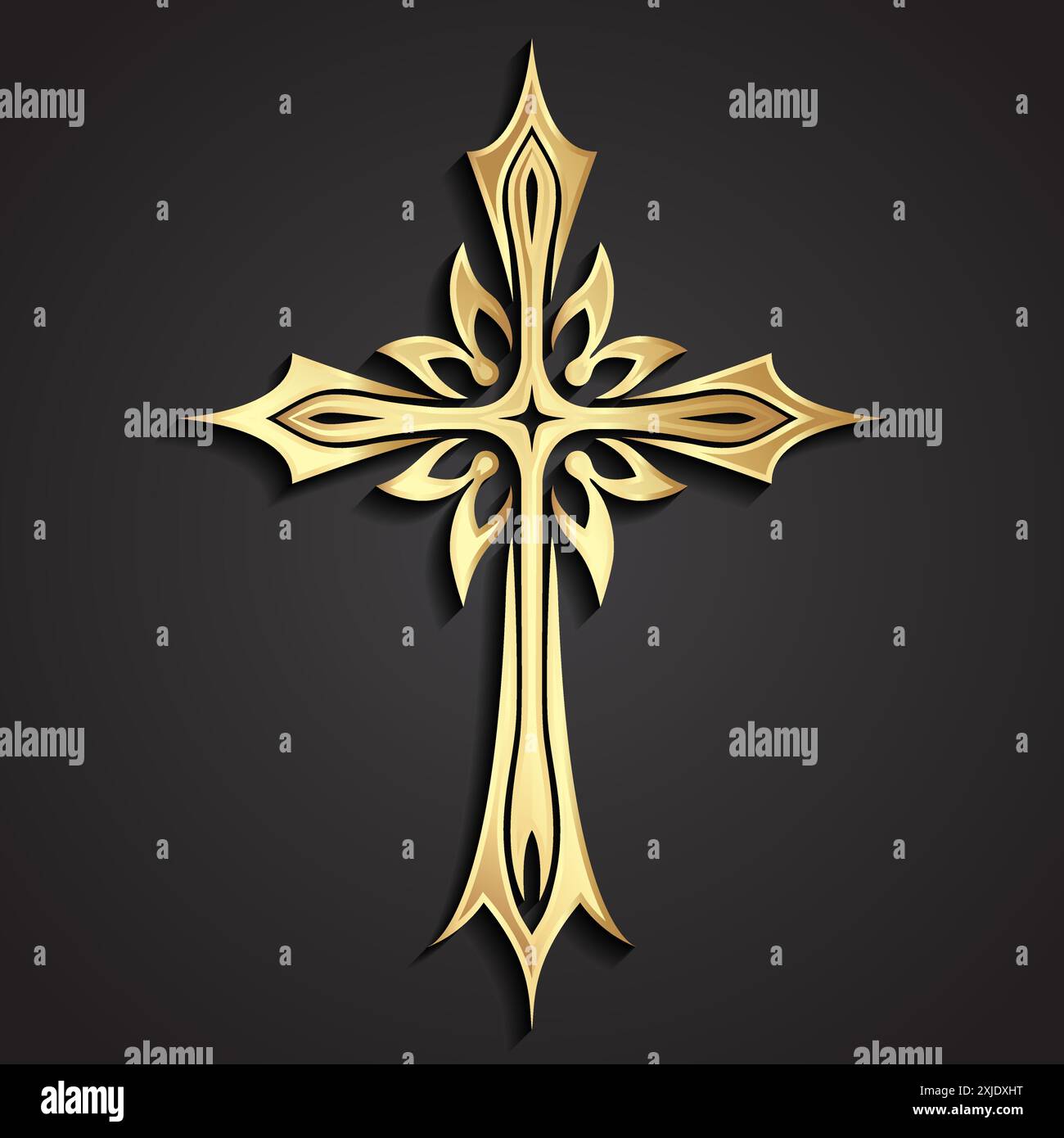 3d golden elegant ornamental cross religious symbol Stock Vector Image ...