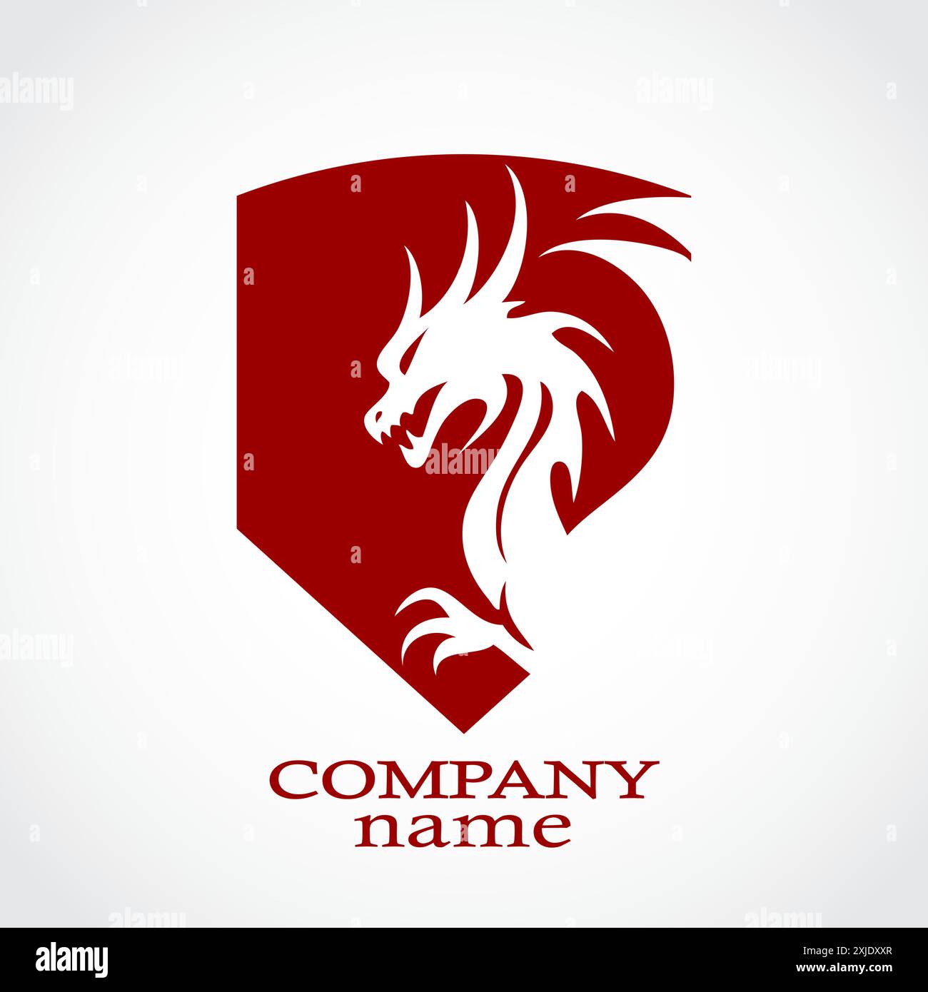 dragon outline on shield red color heraldry logo Stock Vector Image ...