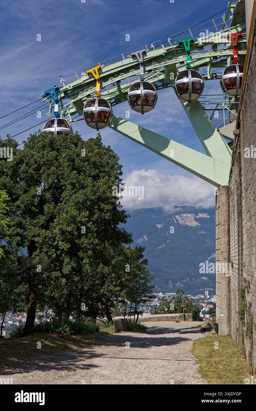 GRENOBLE, FRANCE, June 25, 2024 : The cable-car called "Les Bulles ...