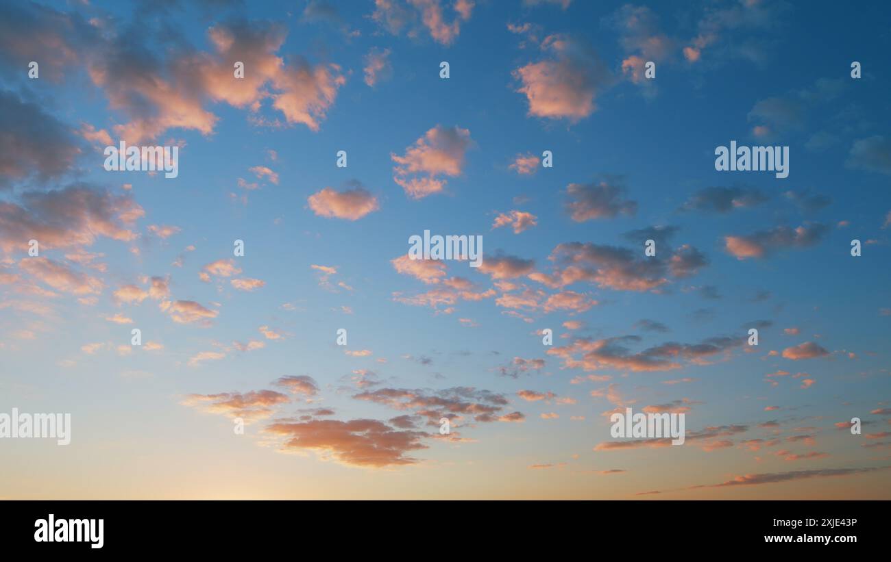 Time lapse. Fiery sunset clouds sky. Clear very nice soft deep blue sky ...