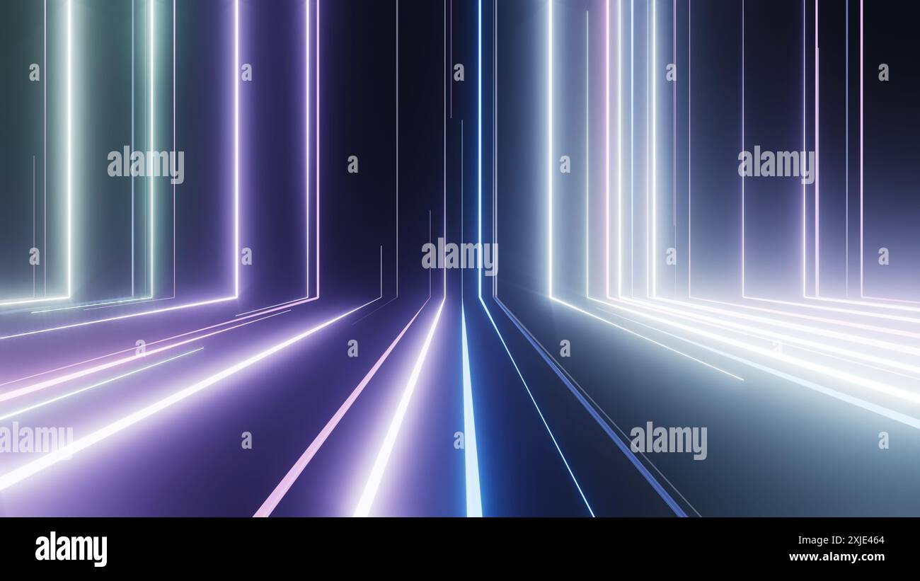 illustration of ascending colorful neon glowing lines going up ...