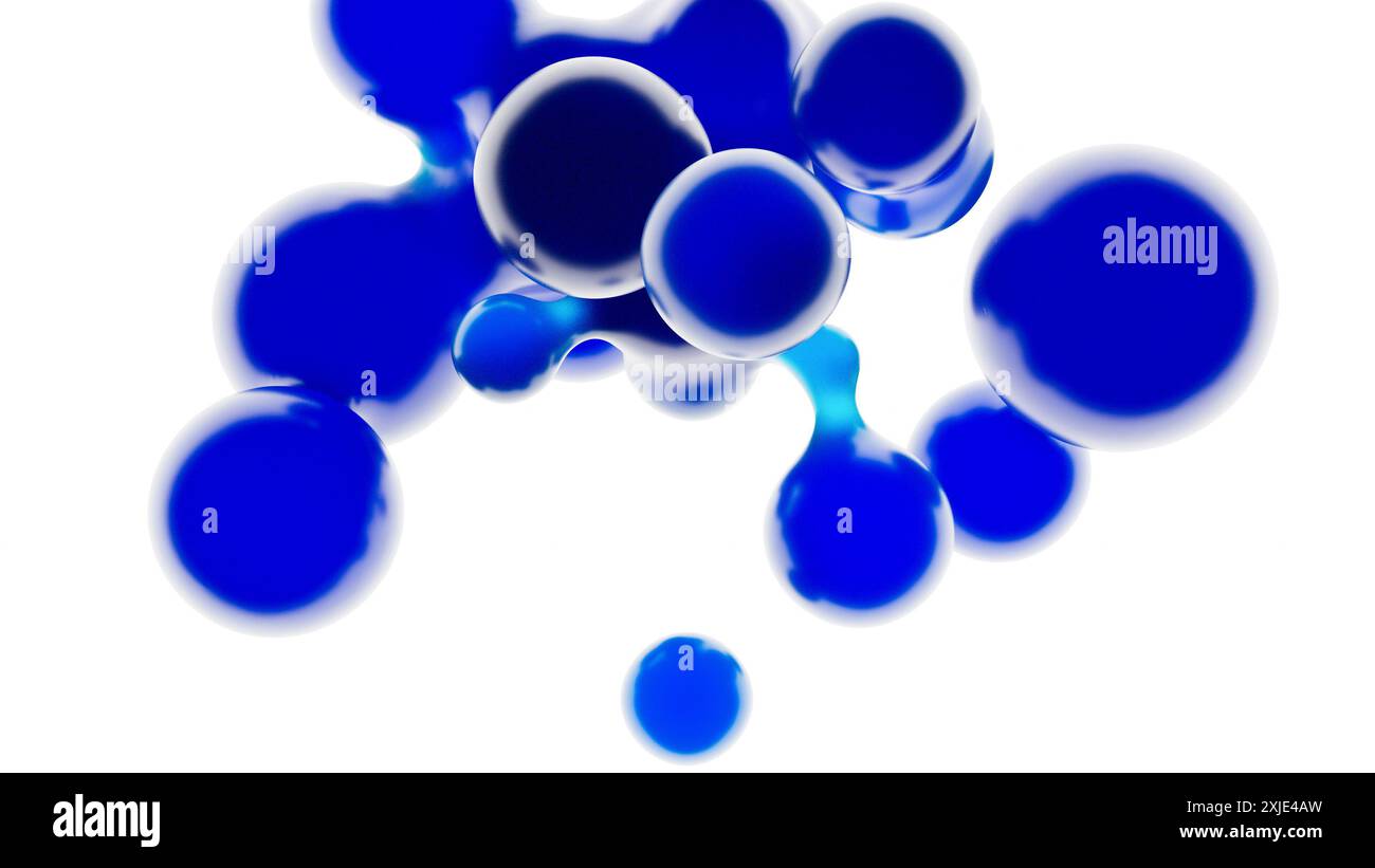 3D illustration of abstract liquid smooth volume object with dark blue ...