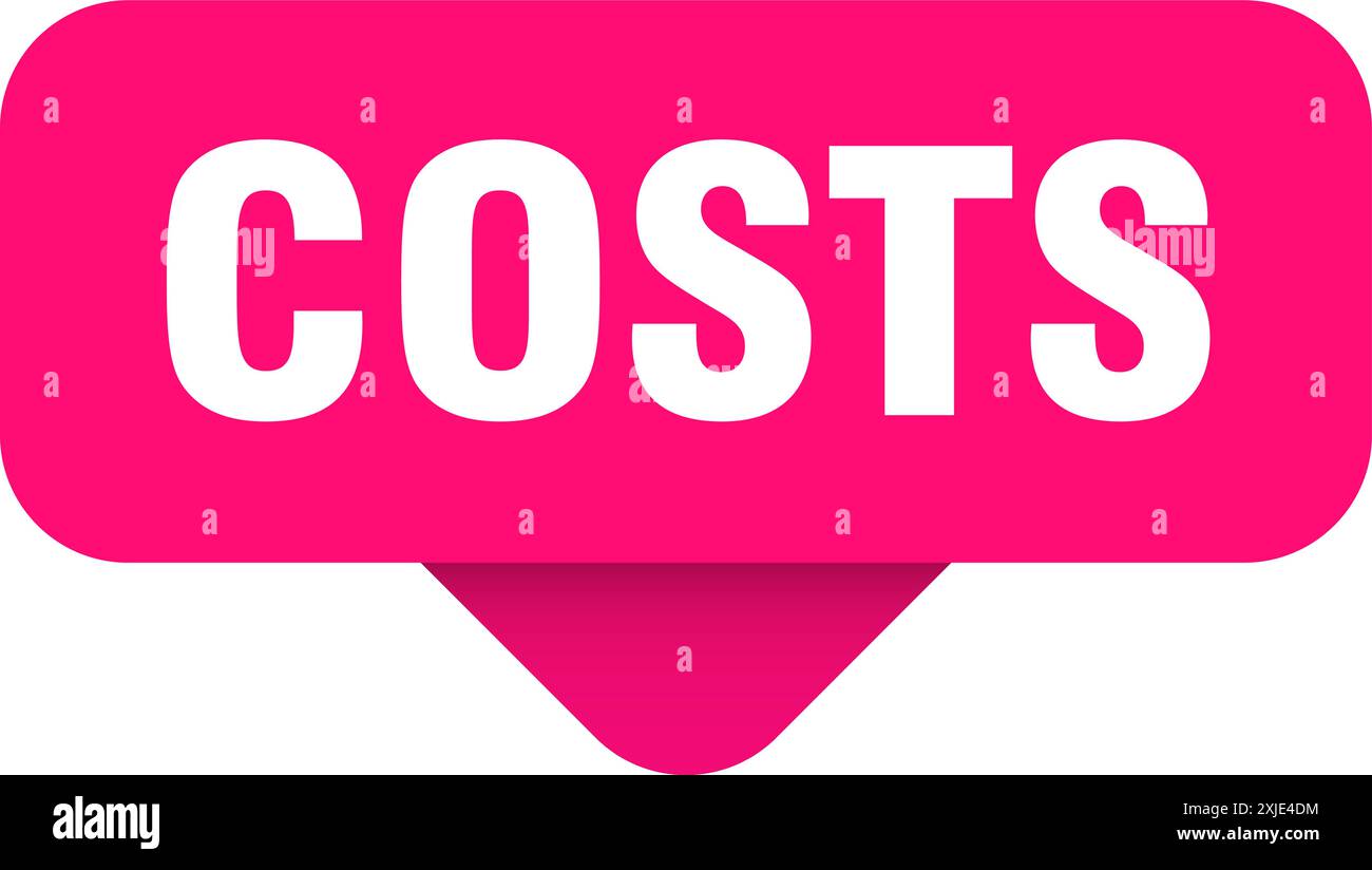 costs sticker. costs sign on transparent background. rectangular button ...