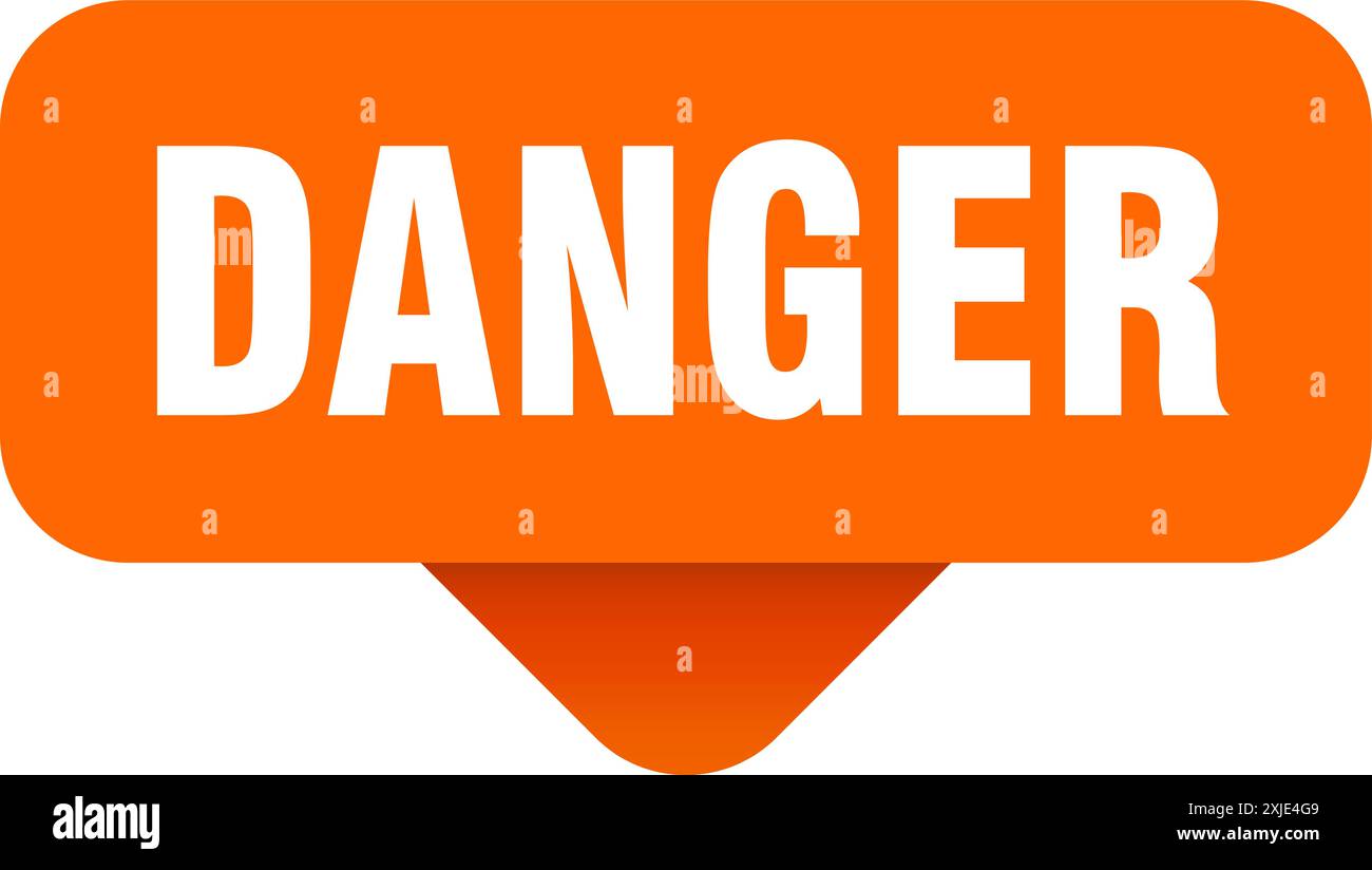 danger sticker. danger sign on transparent background. rectangular ...