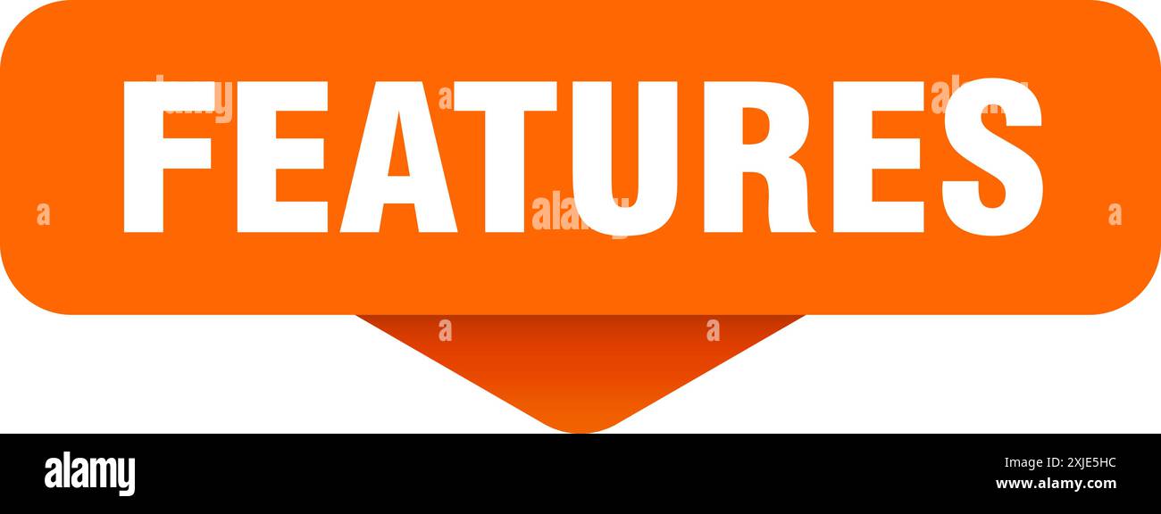 features sticker. features sign on transparent background. rectangular ...