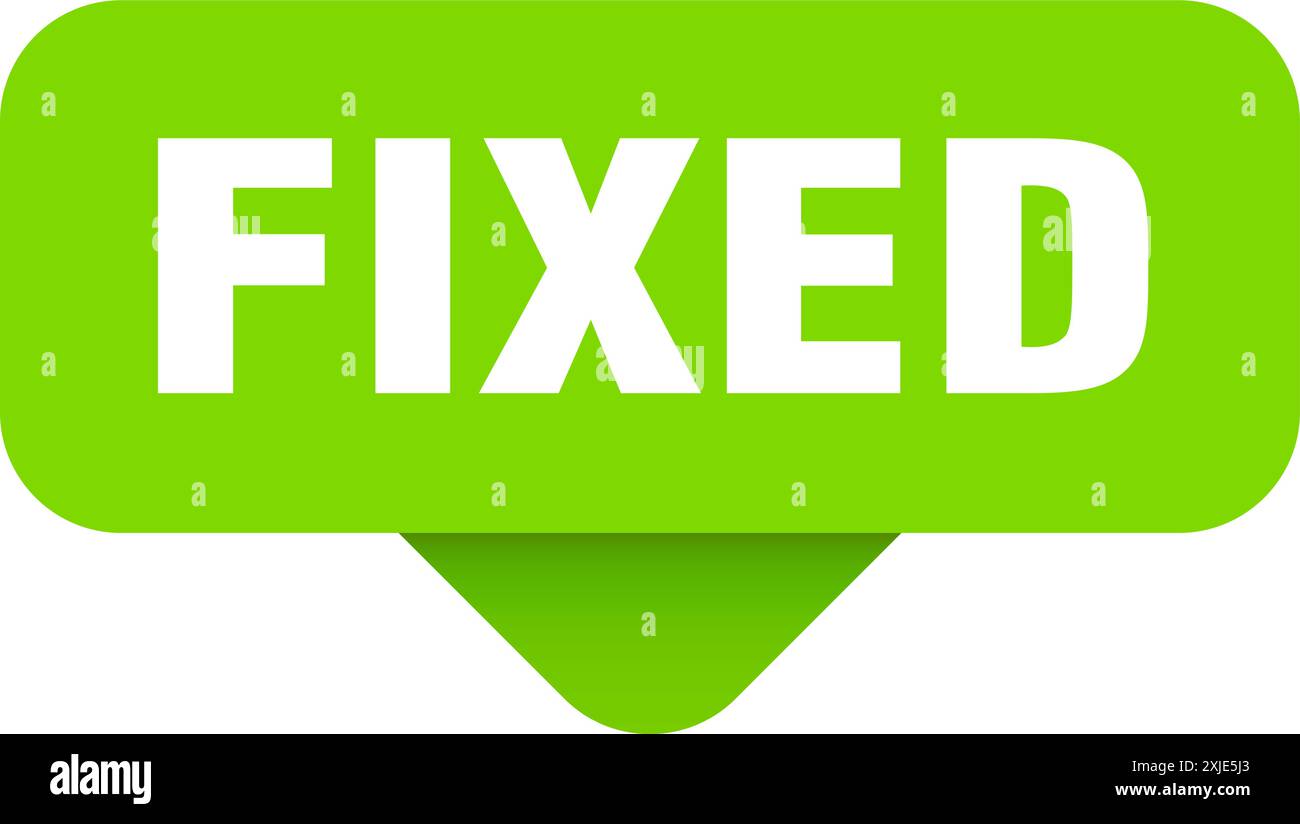 fixed sticker. fixed sign on transparent background. rectangular button ...
