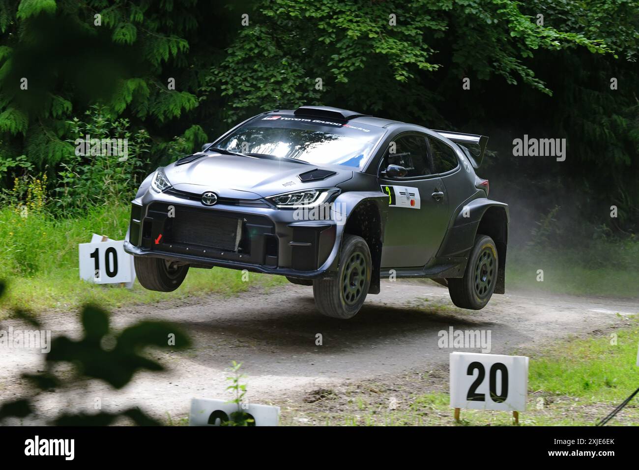 Air bourne at the jump, Jari-Matti Latvala, Toyota GR Yaris Rally 2 ...