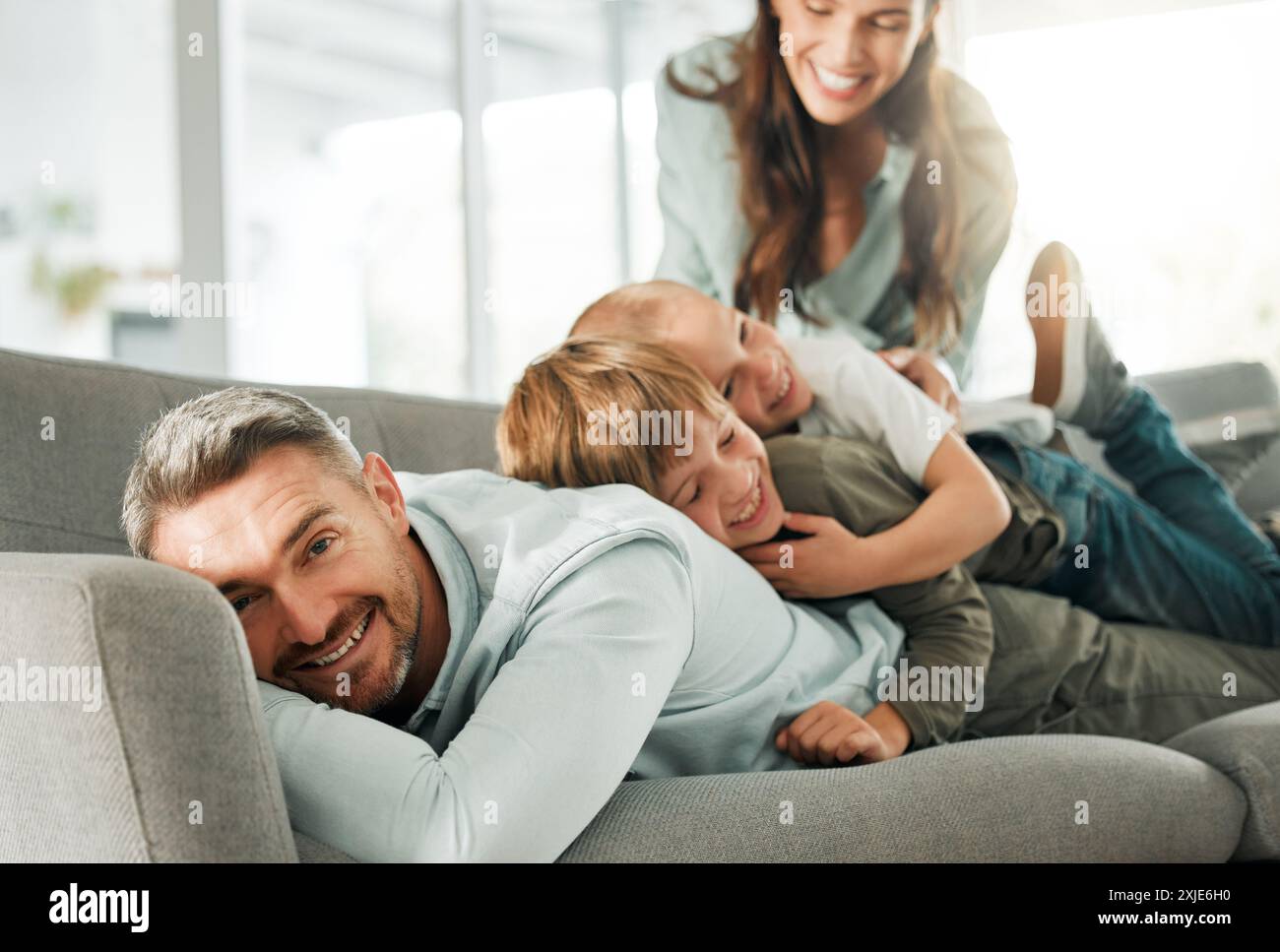 Relax tickling father children hi-res stock photography and images - Alamy