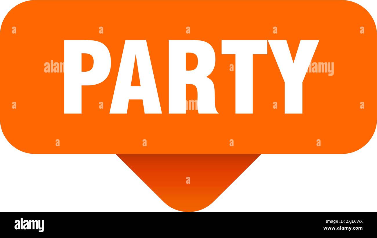 party sticker. party sign on transparent background. rectangular button ...