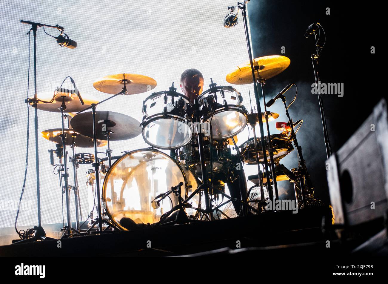 Damon Reece of Massive Attack performing at Release Athens Festival in ...