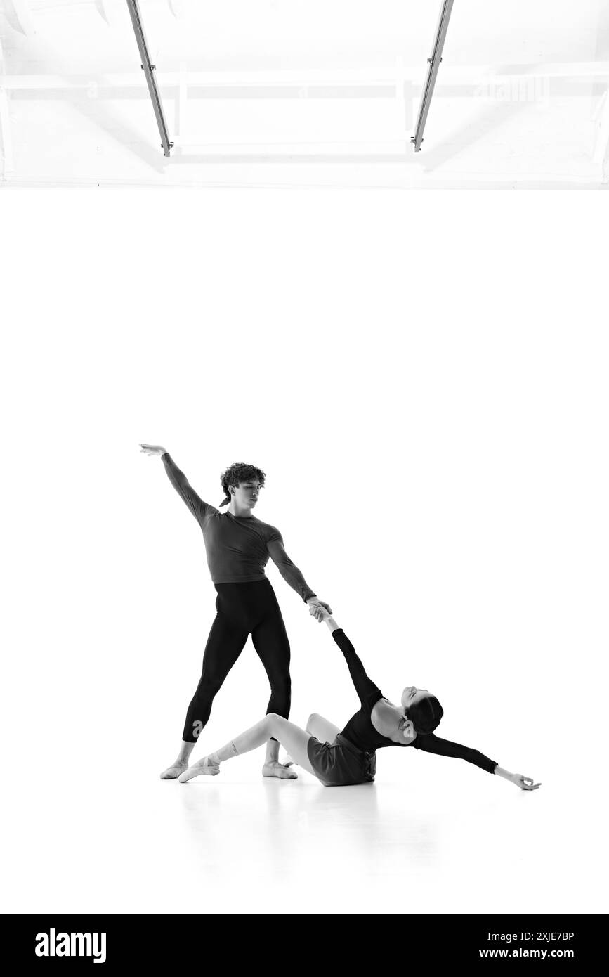 Ballet partners in dynamic pose shows strength, elegance and perfect ...