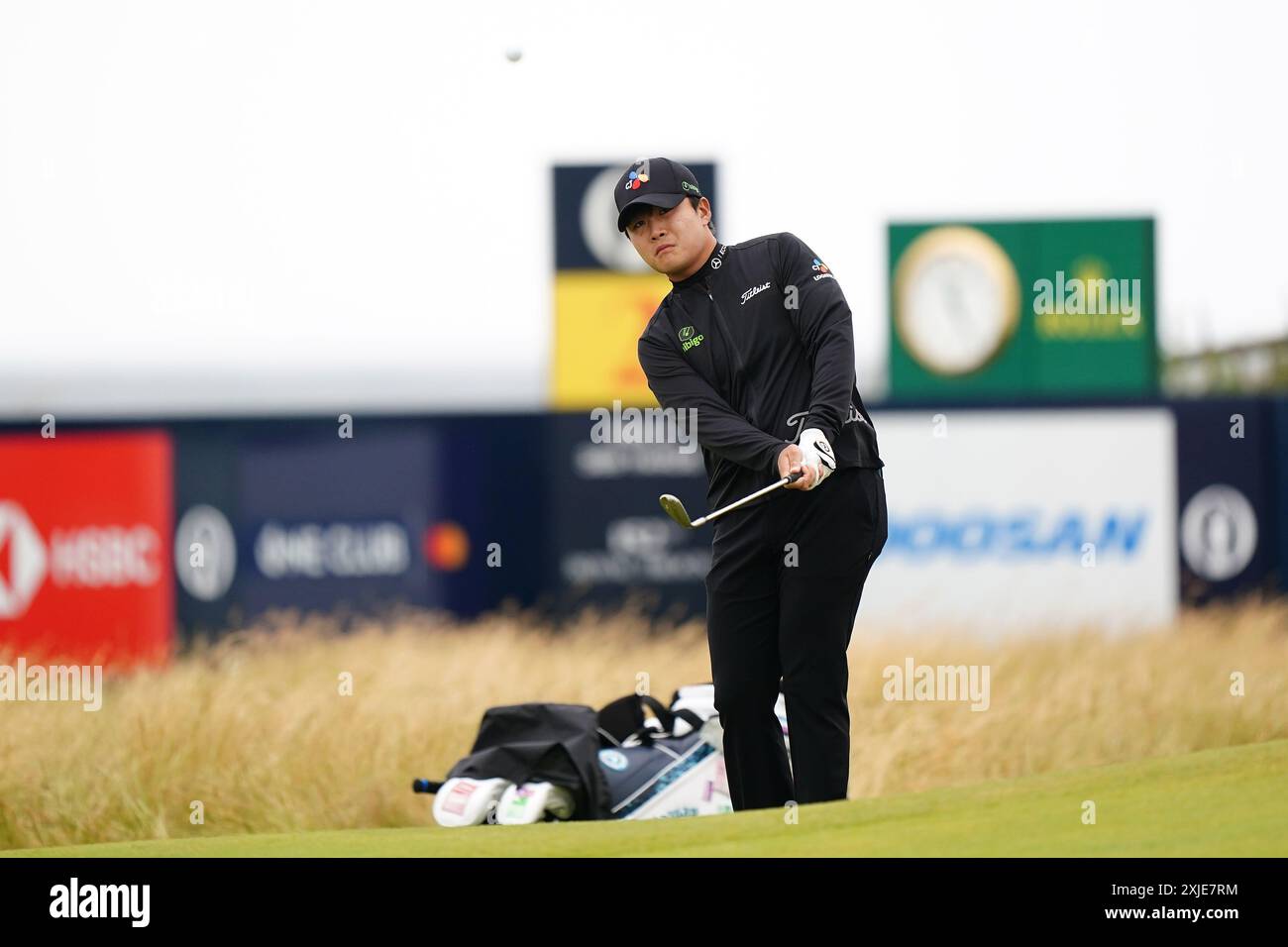 South Korea's Min-kyu Kim on the 1st green during day one of The Open ...