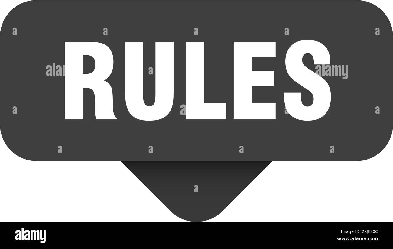 rules sticker. rules sign on transparent background. rectangular button ...