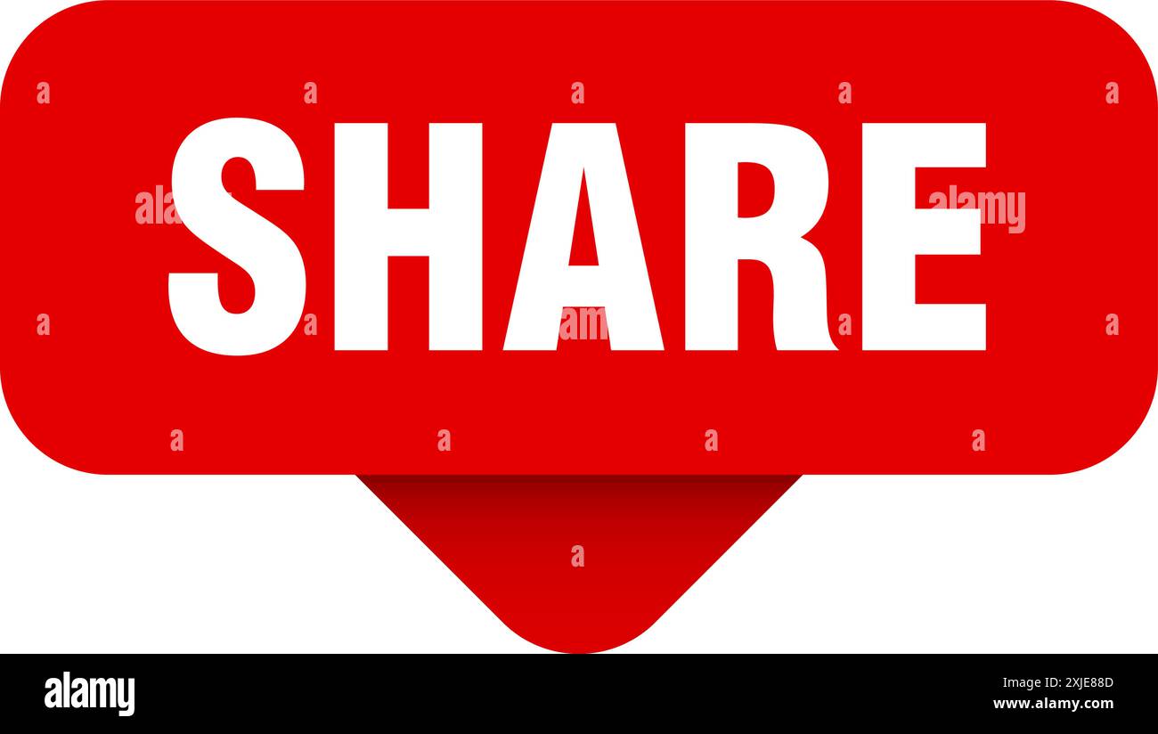 share sticker. share sign on transparent background. rectangular button ...