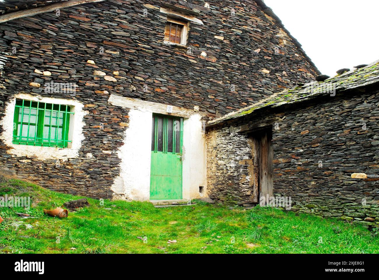 Rustic town of "Black Village route". Campillejo, Guadalajara, Spain ...