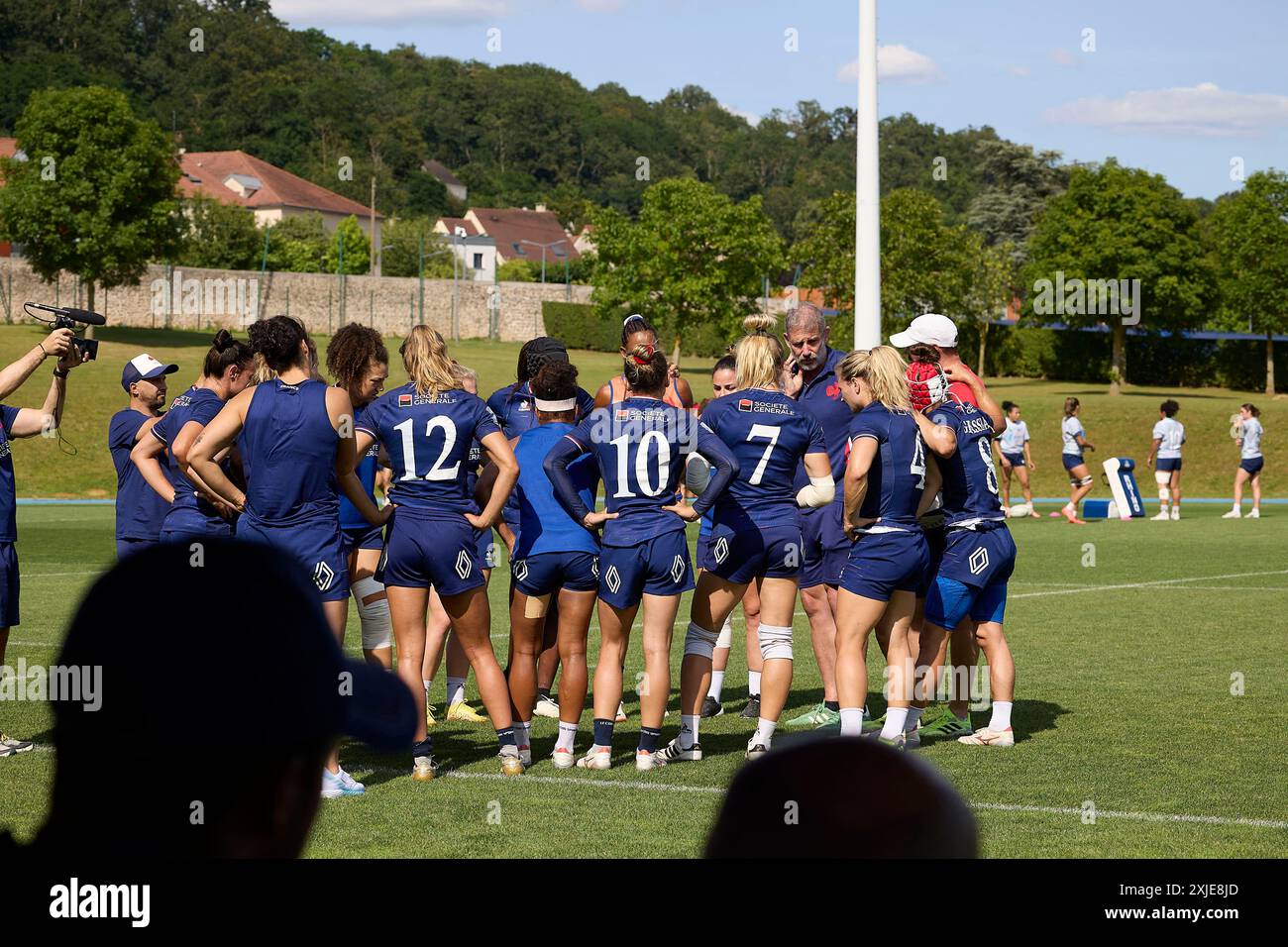 Marcoussis, France. 17th July, 2024. French Women's Olympic 7s Team trains with Canadian Team at ...