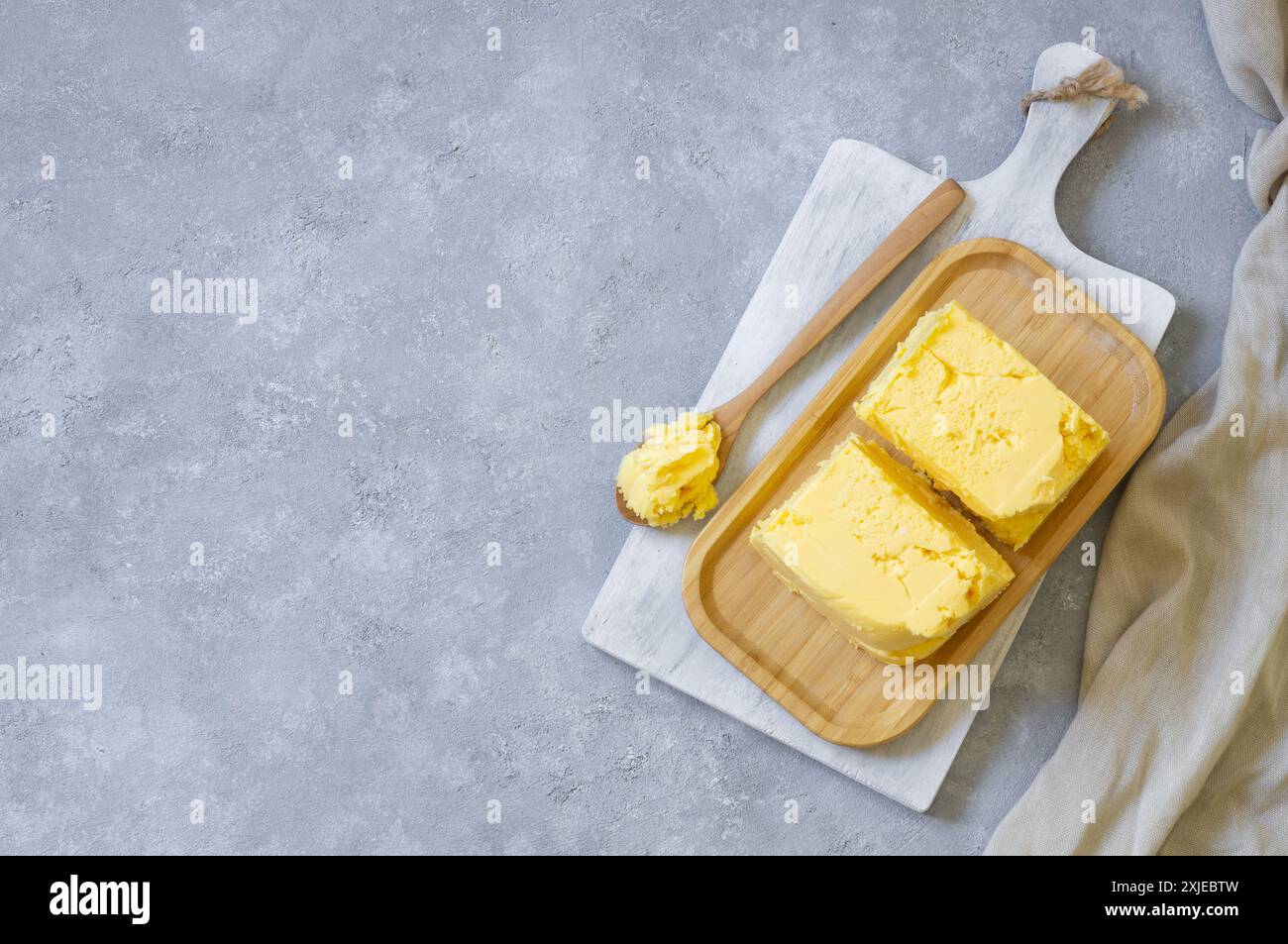 Turkish traditional homemade village butter in wooden spoon, healthy ...