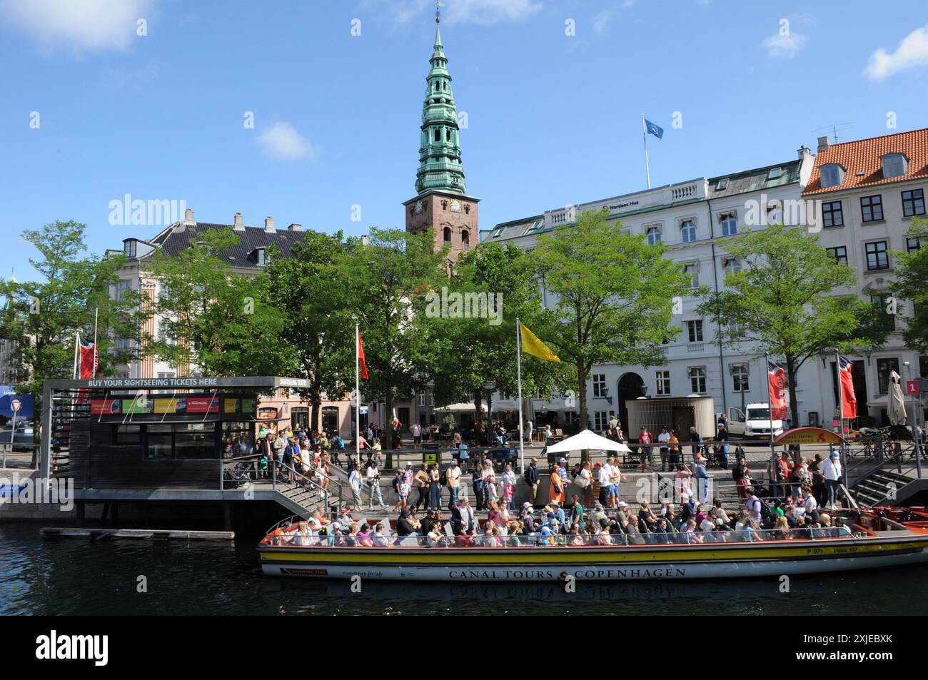 Copenhagen/ Denmark/18 July 2024/ Travelers boat ride canal tours ...