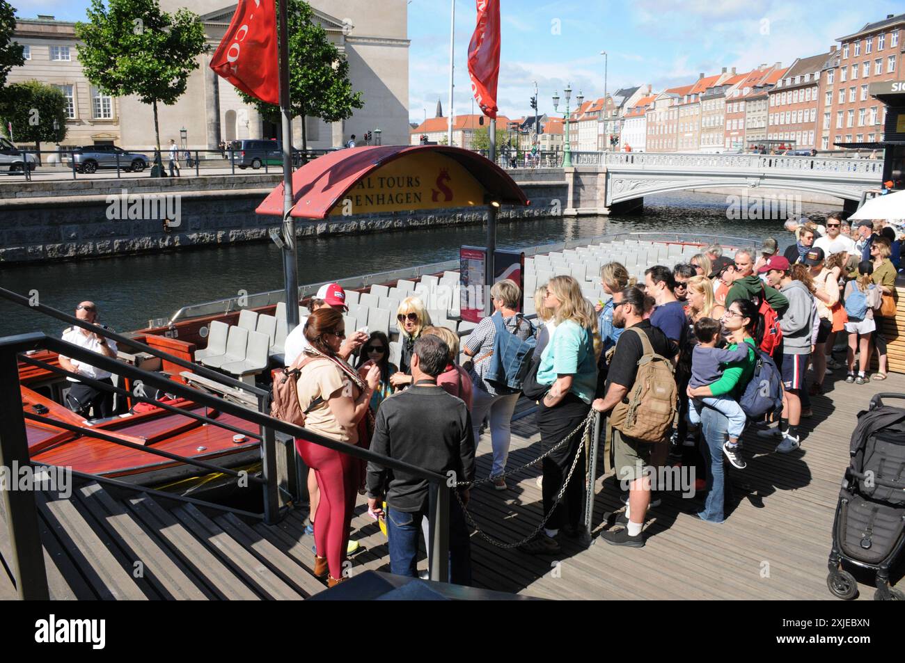 Copenhagen/ Denmark/18 July 2024/ Travelers boat ride canal tours ...