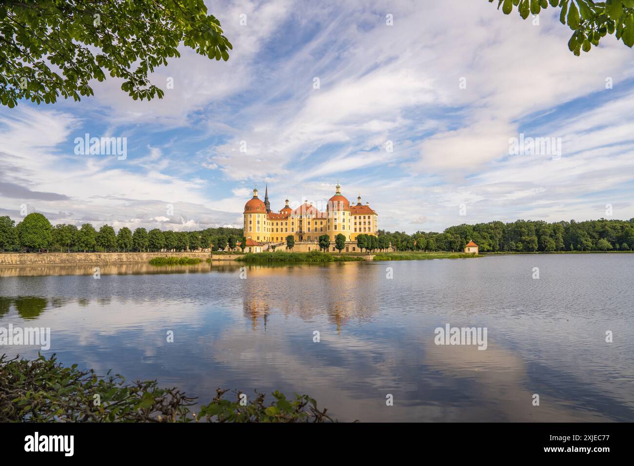 The famous Moritzburg castle, park, castle above the lake, lake ...
