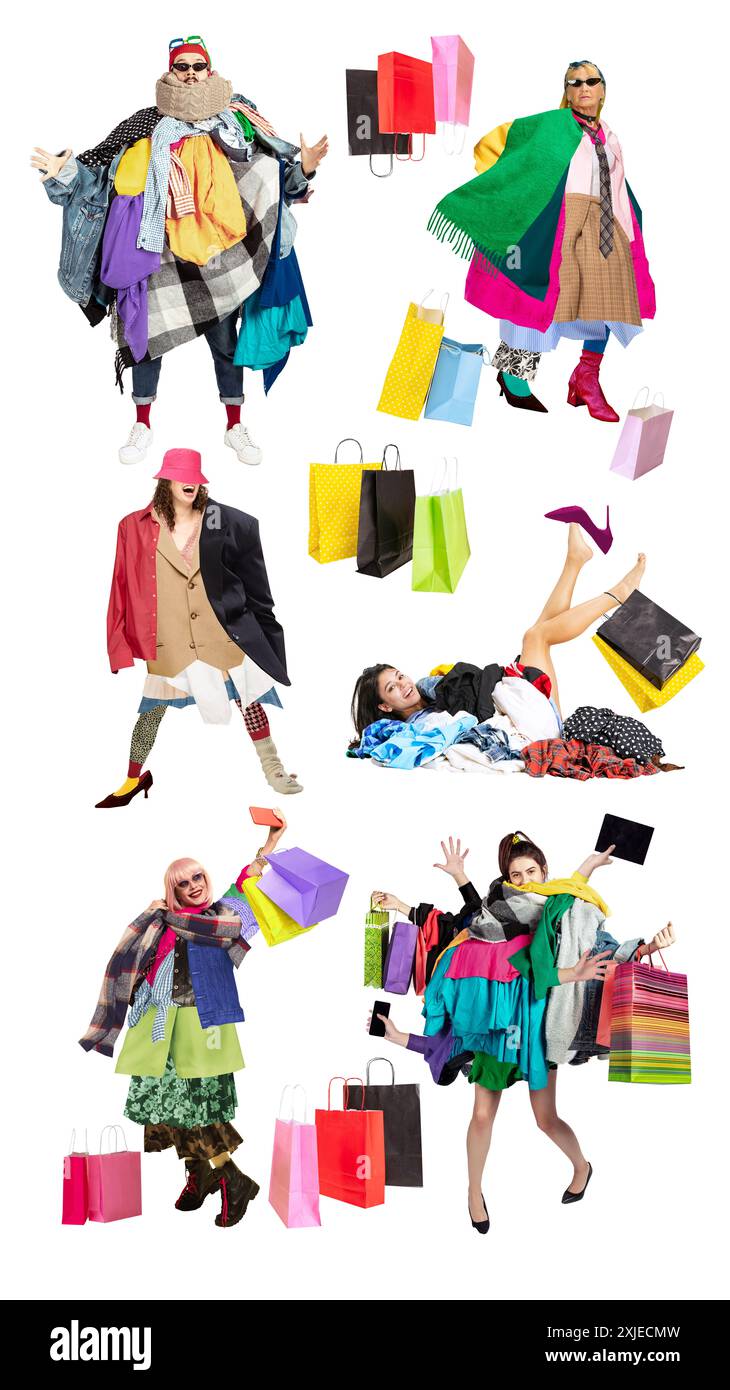 Vertical collage happy emotions Cut Out Stock Images & Pictures - Alamy
