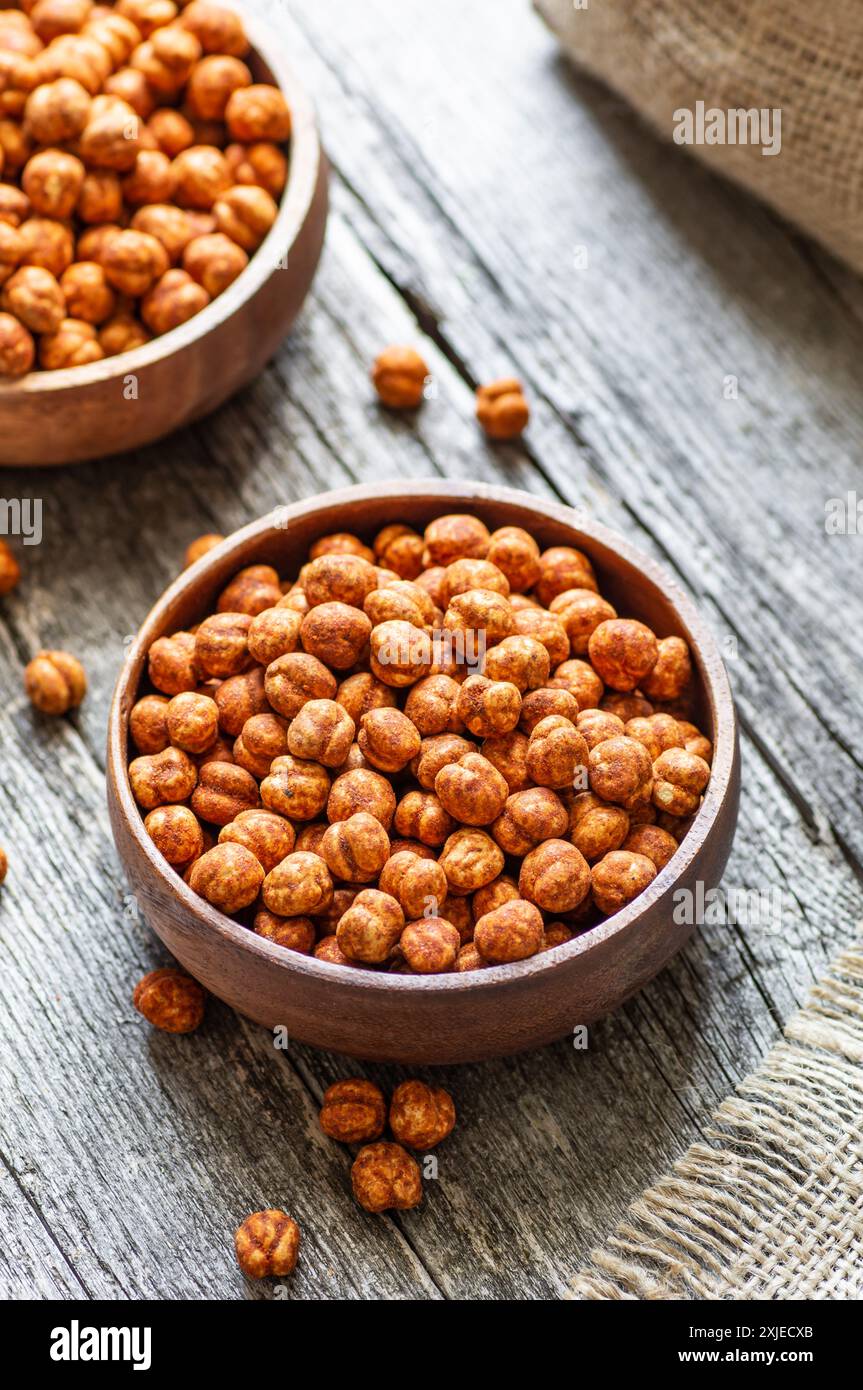 Roasted yellow chickpeas with chili pepper sauce, traditional spicy ...