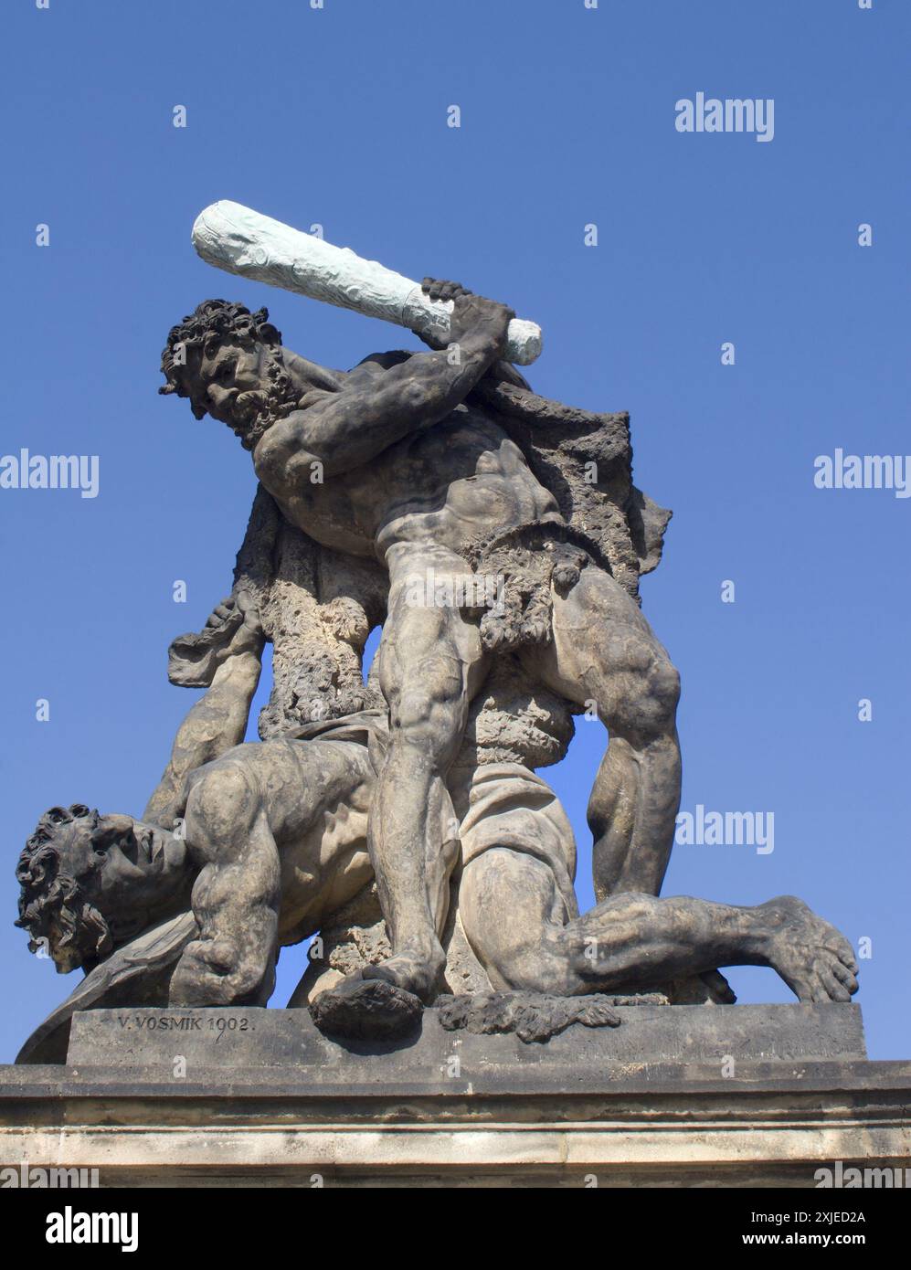 Prague - The statue of Hercules from the Matthias gate of Castle by V ...