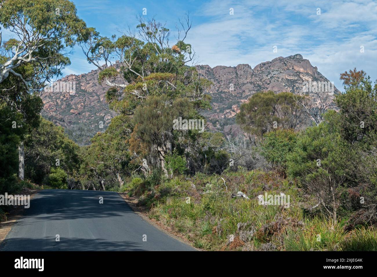 On Freycinet Drive, a coastal road from Coles Bay. The mountains are ...