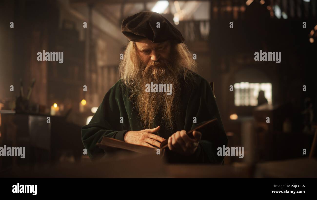 Portrait of Old Male Historical Figure Reading a Book then Looking at ... Portrait of Old Male Historical Figure Reading a Book then Looking at ...