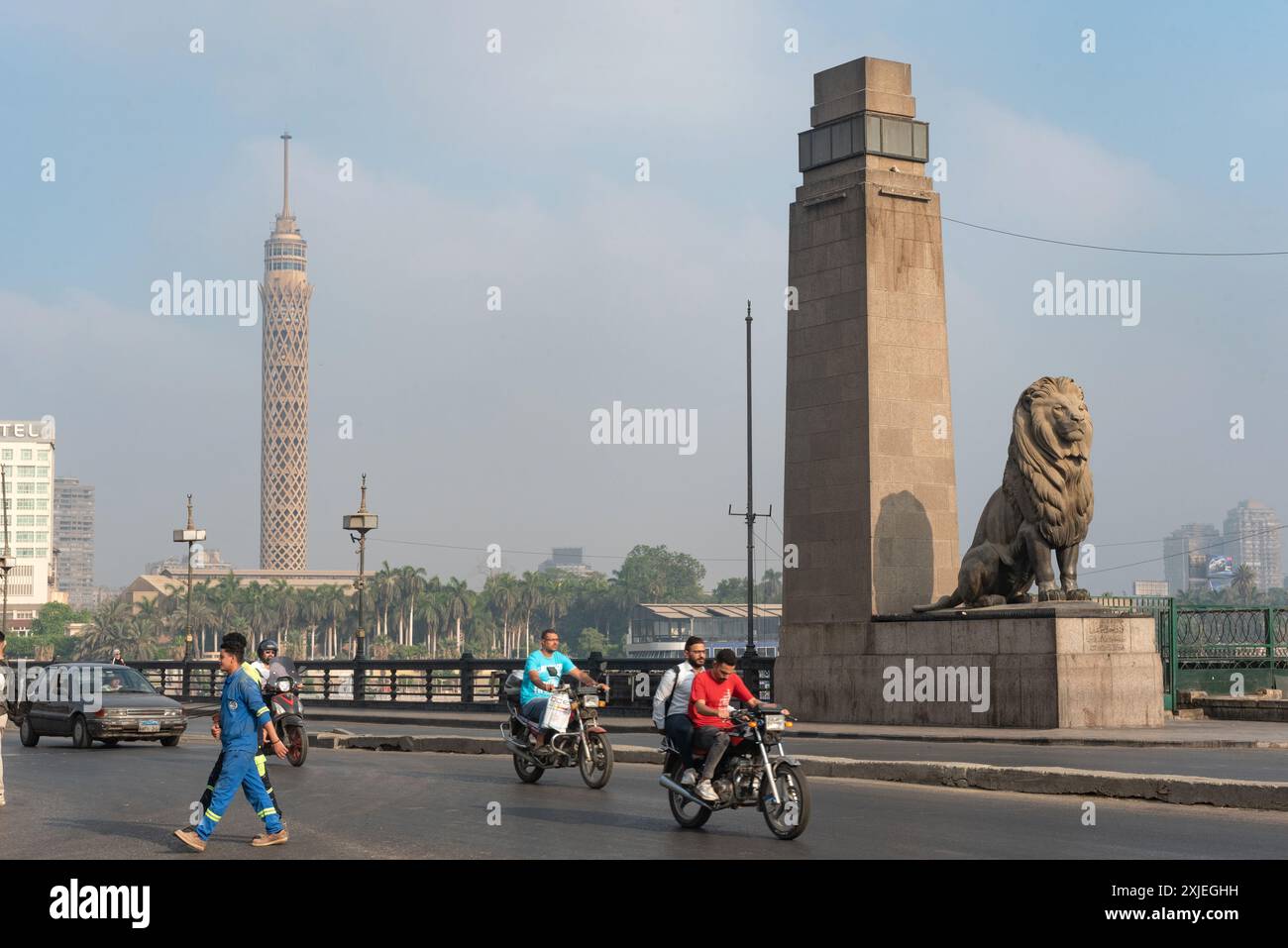 Cairo, Egypt. July 1st 2024 A view of Qasr El Nil Bridge and Cairo Tower with early morning ...