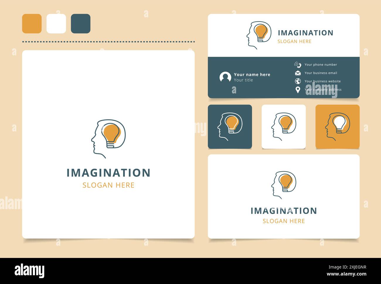 Human head profile containing light bulb logo representing imagination ...