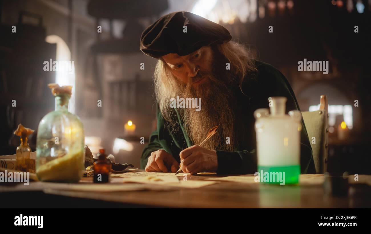 Fantasy Setting: Portrait of an Alchemist Working on Elixirs in his ...