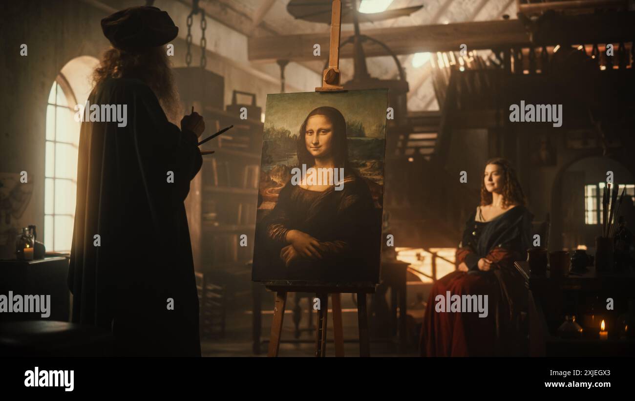 Recreation of Historical Moment: Leonardo Da Vinci Adding Details to ...