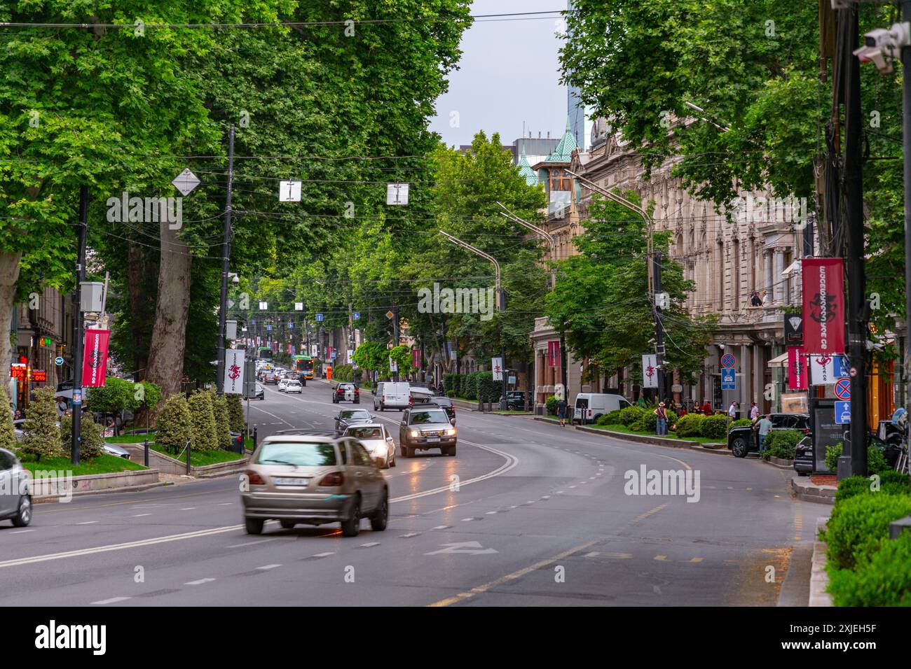 Tbilisi, Georgia - 20 JUNE, 2024: The Shota Rustaveli Avenue, among the ...