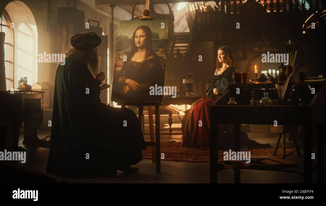Documentary Shot: Beautiful Model Inspiring Leonardo da Vinci to Paint ...