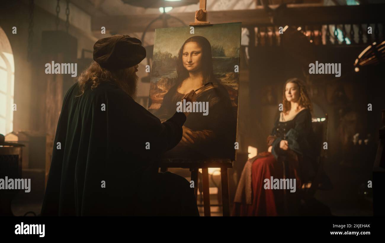 Documentary Shot: Beautiful Model Inspiring Leonardo da Vinci to Paint ...