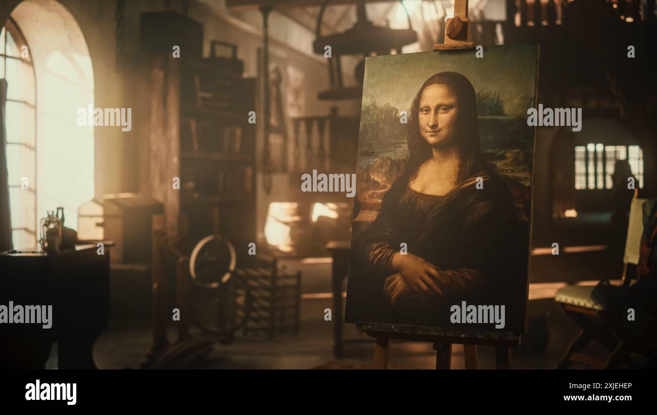 Eternal Beauty Captured on Canvas in Renaissance Art Workshop: The Famous Painting of the Mona ...