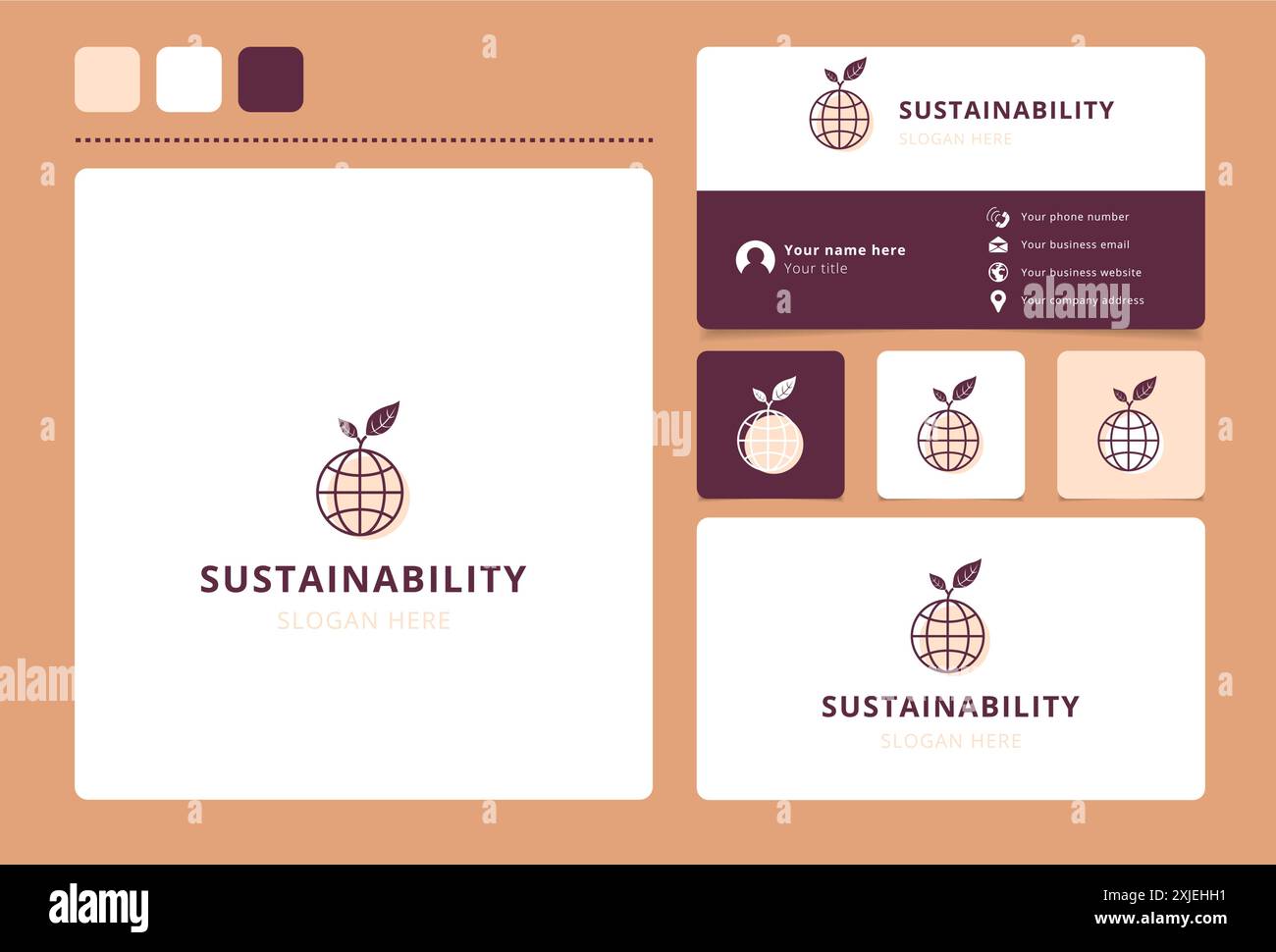 Sustainability logo featuring growing plant emerging from earth Stock ...