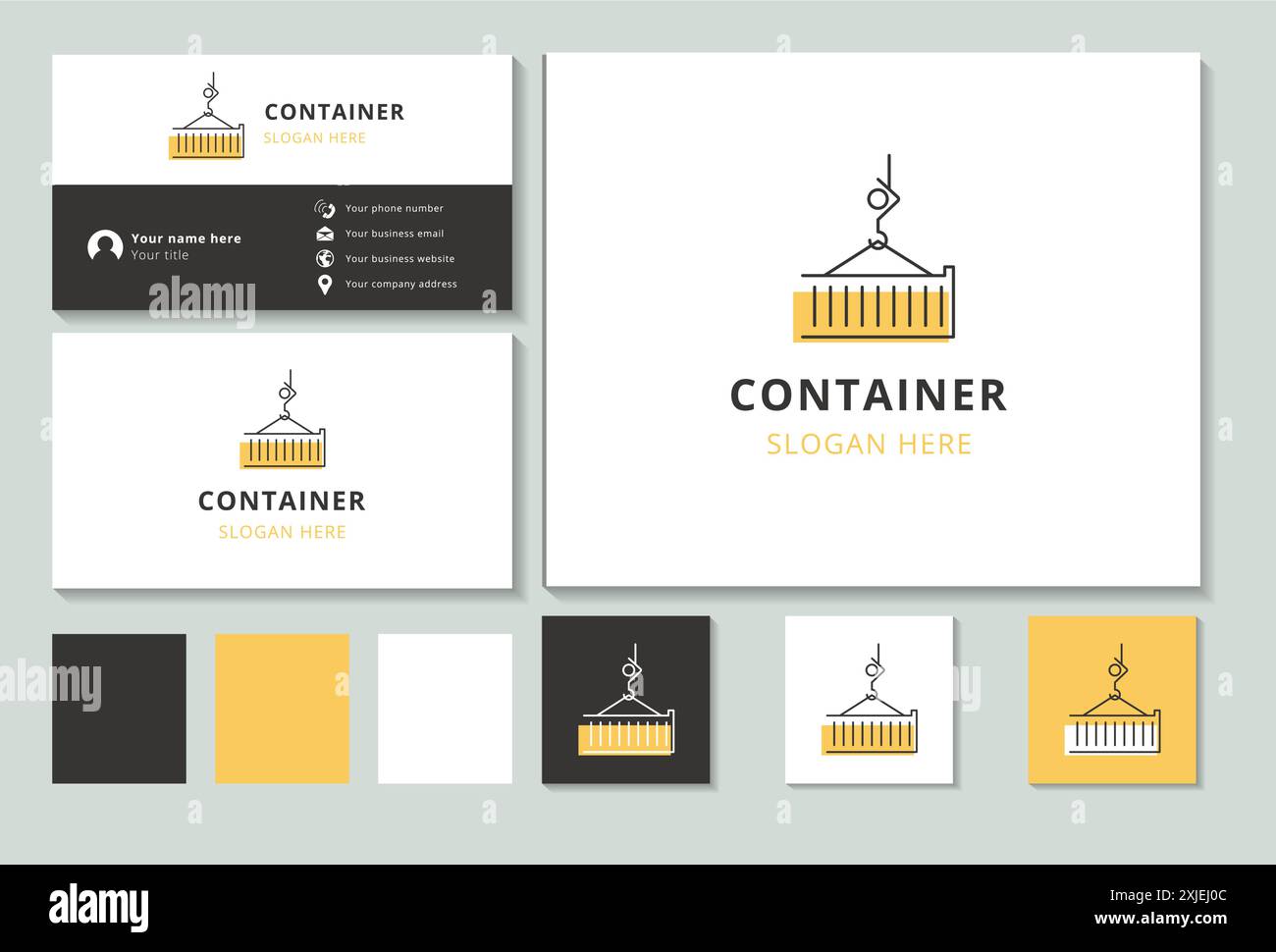 Crane lifting container logo, delivery service logo, shipping logo ...