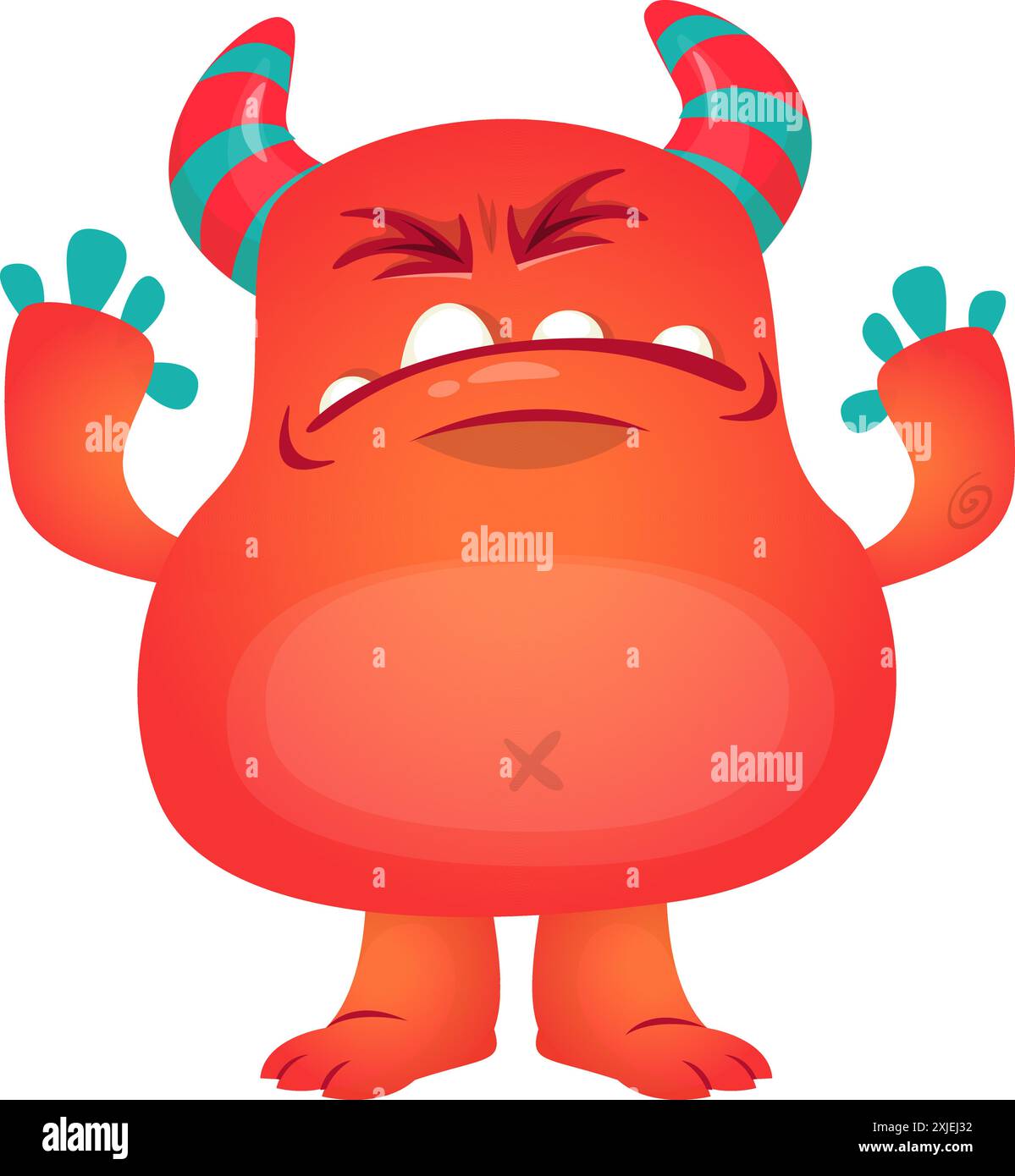 Angry cartoon monster character design. Vector illustration isolated ...