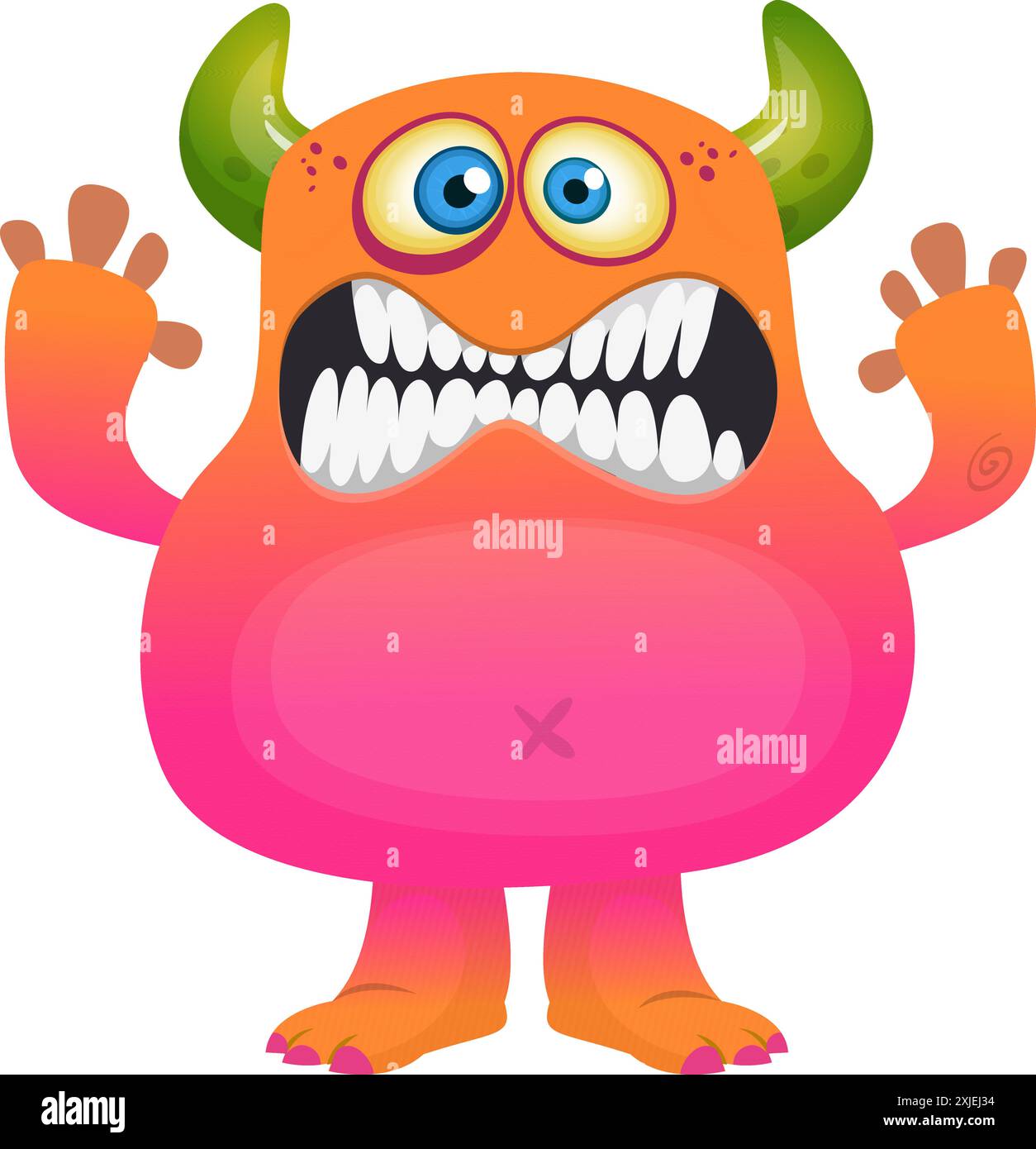 Angry cartoon monster character design. Vector illustration isolated ...