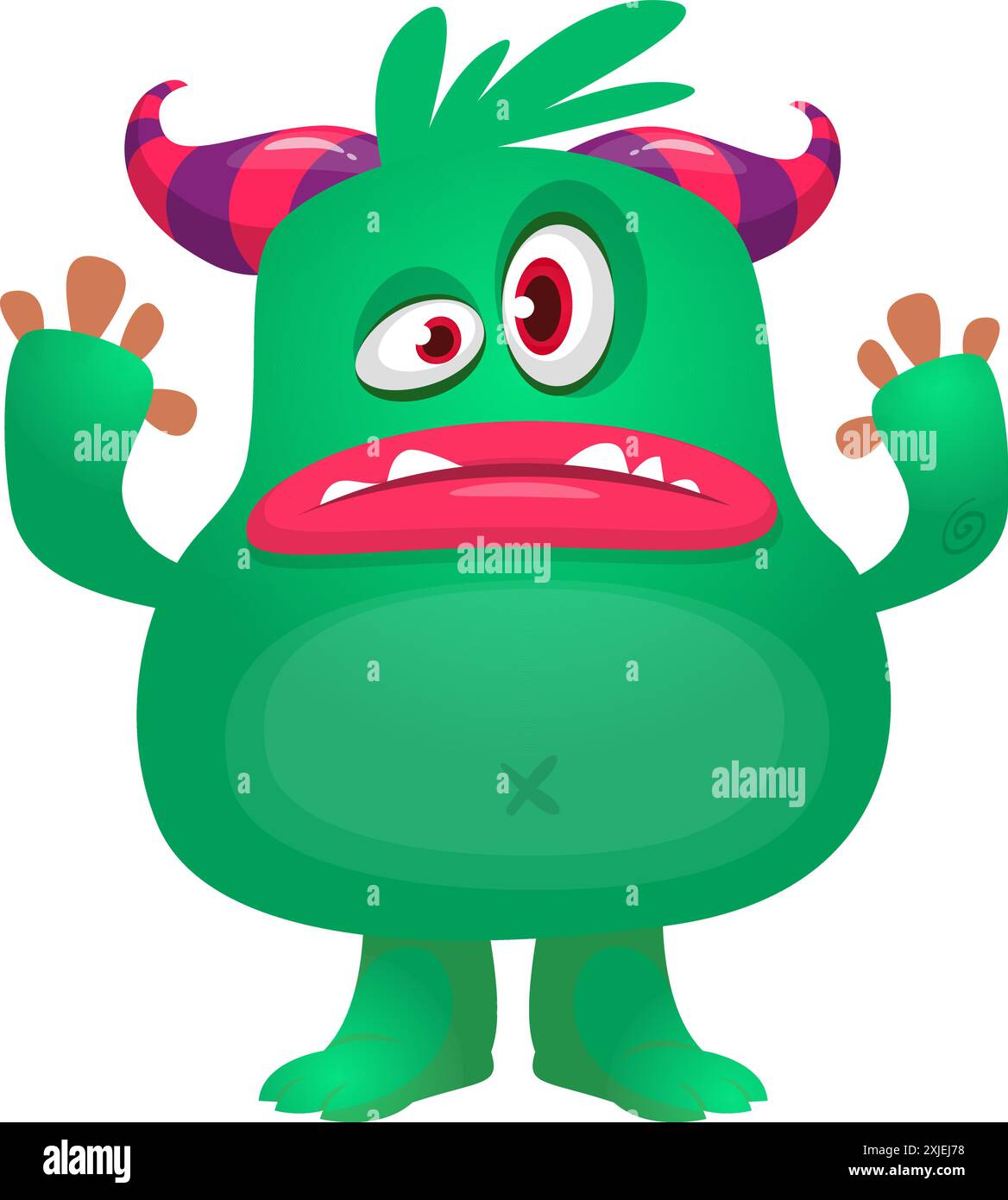 Happy cartoon monster character design. Vector illustration isolated ...