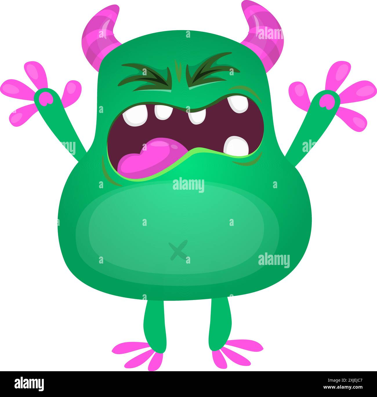 Angry cartoon monster character design. Vector illustration isolated ...