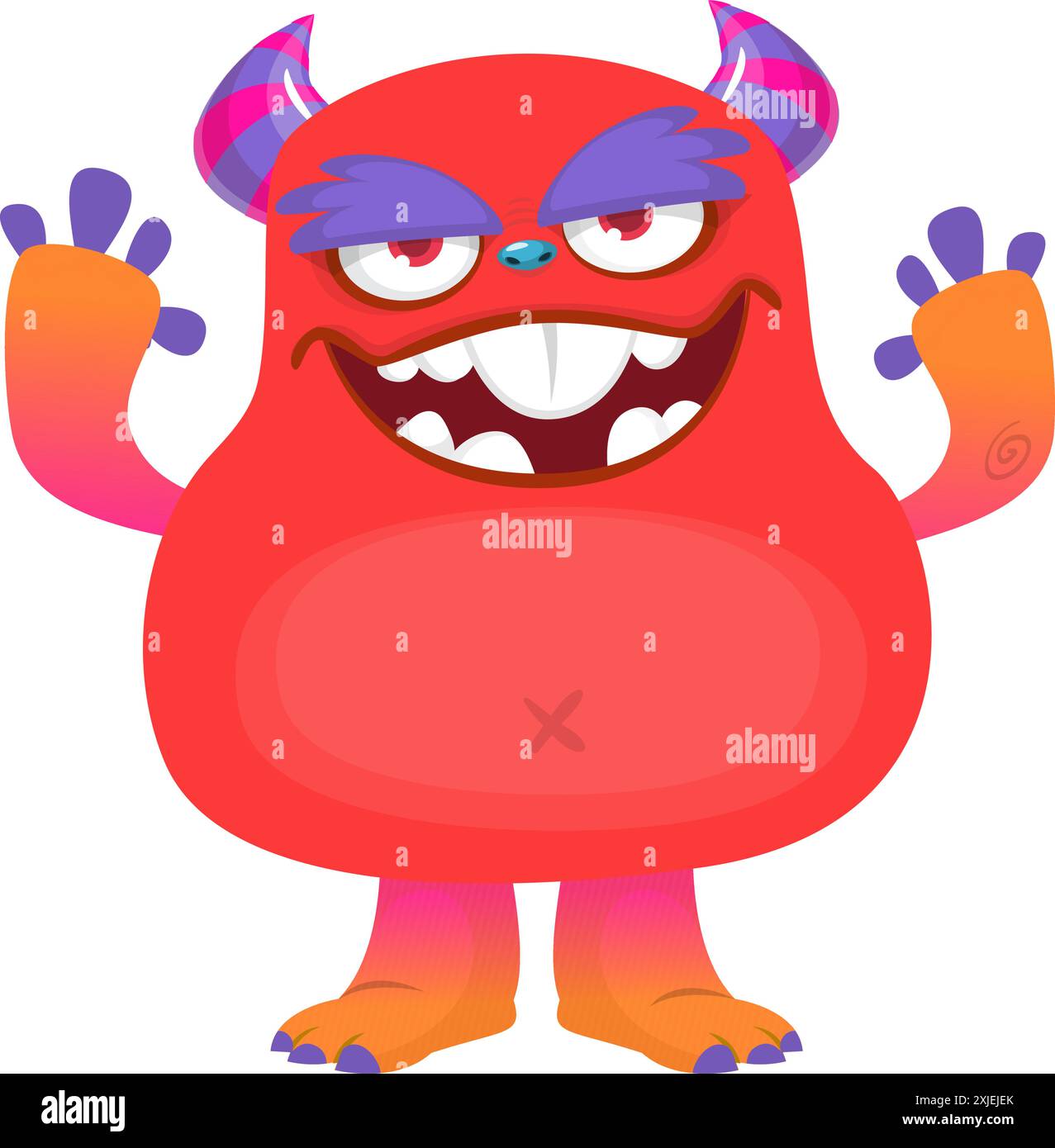 Angry cartoon monster character design. Vector illustration isolated ...
